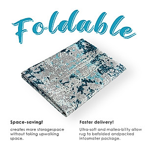 INGEROOM Abstract Blue Area Rug, Machine Washable, Non-Slip Backing, 5x7 Feet, Modern Rug for Living Rooms, Bedrooms and Dining Rooms