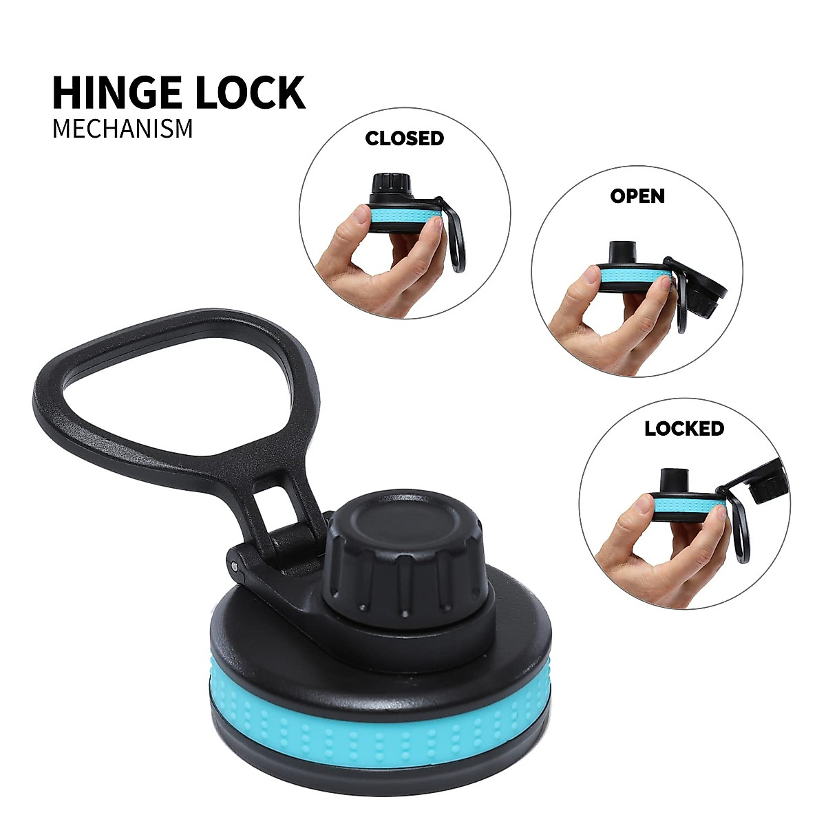 3 Spout Lids + 7 Color Bands for Flask Wide Mouth Thermo Bottle with mouth diameter of 2.26 inches - Replacement Lid Accessories, Easy to Carry Triangulated Shape