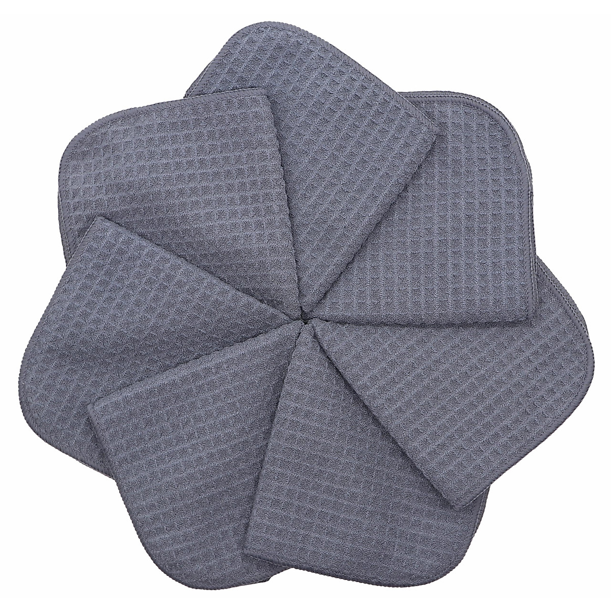 GQZLUCK Microfiber Cleaning Cloth Kitchen Dish Cloths Dish Rags, Odor Free Dish Cloths for Washing Dishes, Absorbent Waffle Weave Kitchen Washcloths 12Inch X 12Inch 7 Pack (Grey)