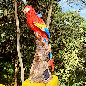 iRonrain Solar Garden Statues Outdoor Parrot Decorative Figurine Waterproof Lights Art Décor Red Large Parrots Animal Sculpture for Garden Yard Lawn Home Ornaments (Parrot 1)