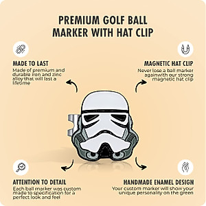 The Birdie Lounge Trooper Golf Ball Marker – Premium Enamel Golf Accessories – 1.25” x 2mm Golf Ball Marker – Custom Designed with Magnetic Hat Clip – for Personalizing Your Golf Game