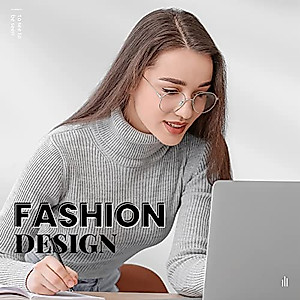 livho Blue Light Blocking Glasses, Retro Round Fake Eyeglasses Frames Anti UV Ray Filter Computer Gaming Glasses Women Men (Silver Frame,Transparent lens)