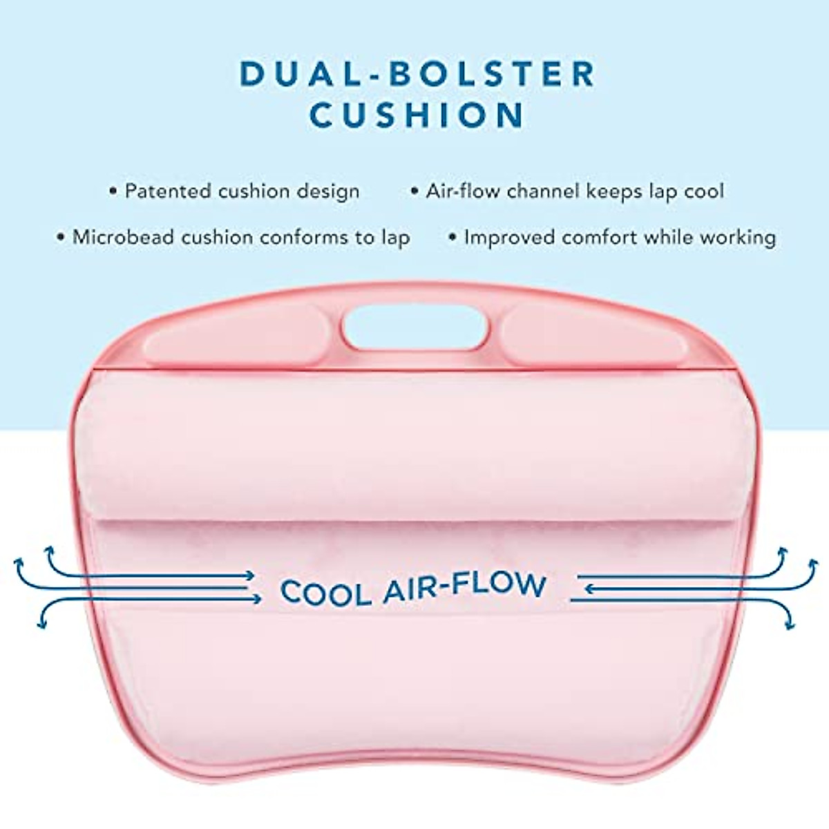 LapGear MyDesk Lap Desk with Device Ledge and Phone Holder - Rose Quartz - Fits up to 15.6 Inch Laptops - Style No. 44444