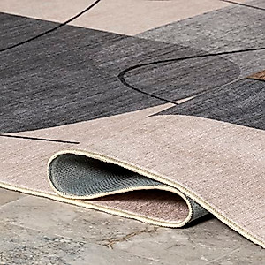 nuLOOM Rylee Abstract Machine Washable Indoor/Outdoor Area Rug, 8' x 10', Gray