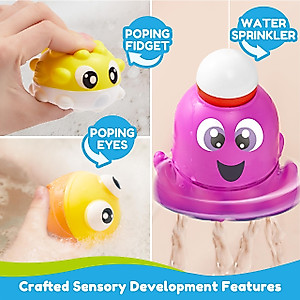 JOYIN Baby Bath Toy Set - Magnetic Fishing Toy with Fishing Rod, Soft Puffer & Clown Fish, Spinning Octopus and Starfish, Wind-up Shark and Turtle - Sensory Development for Infants & Toddler