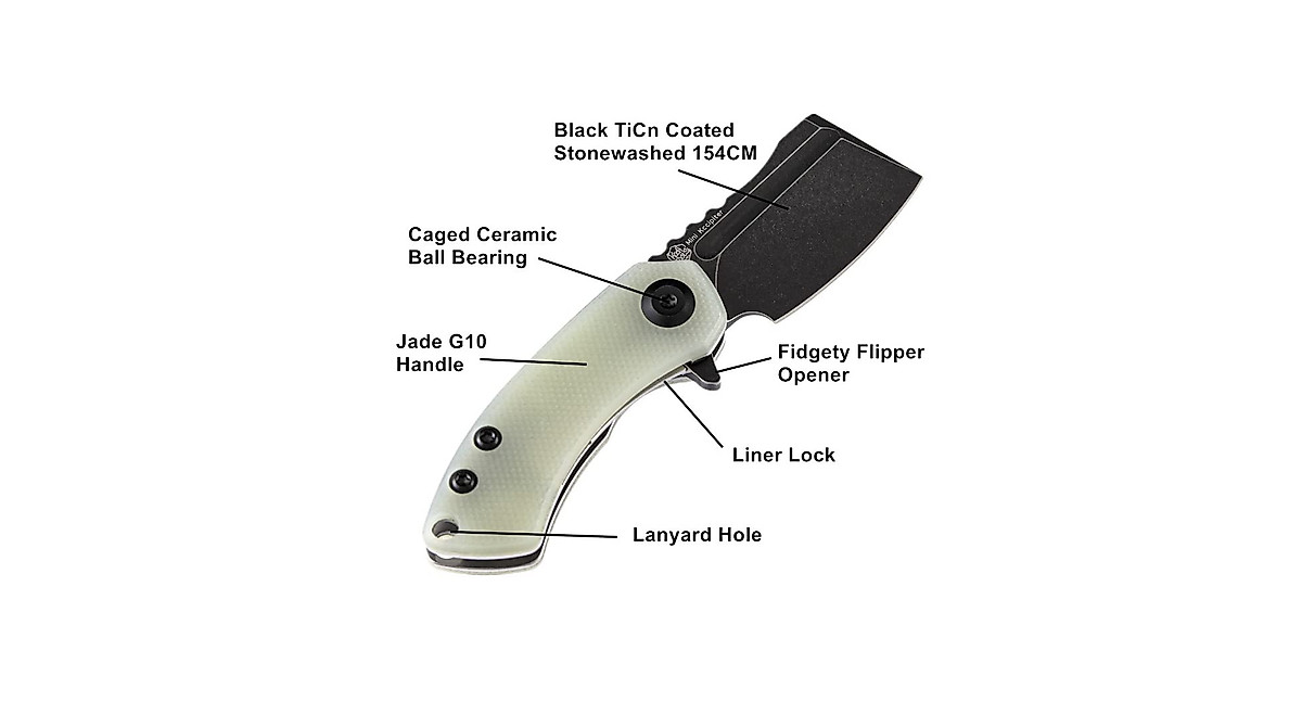 KANSEPT Mini Korvid Cleaver Pocket Knife with Jade G10 Handle