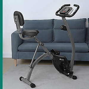 YITAHOME Folding Upright Exercise Bike for Home Fitness Slim Bike Magnetic Stationary Workout Bike compact exercise bike with Adjustable Backrest & Heart Rate Monitor