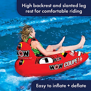 WOW Sports – Coupe Cockpit Towable Tube for Boating – 1 Person 170 lbs Capacity – Inflatable Boat Tube for Water Sports – Youth & Adults