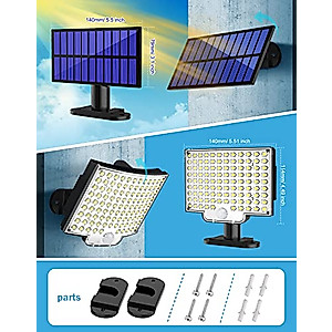 MPJ Solar Light for Outdoor, 106 LED Solar Light Outdoor with Motion Sensor, IP65 Waterproof, 120° Lighting Angle, Solar Wall Light for Garden with 16.5 ft Cable