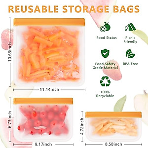 BPA Free Freezer Bags Reusable, Gallon Freezer Bags Silicone, Extra Thick Leakproof Reusable Freezer Bags Silicone and Plastic Free Lunch Bags Food Storage (10 Pack)