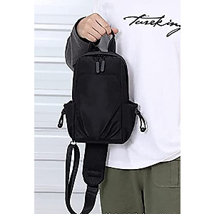 SISLNI Sling Bag Crossbody Backpack Travel Slim Shoulder Sling Backpack Chest Bag Lightweight Small Black Sling Crossbody Backpack Shoulder Bag for Men Women