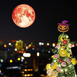 Halloween Pumpkin Skull Ghost Miniature Tree Topper Spooky Halloween Ornaments Pumpkin Halloween Tree Topper 4 Inches Mini Halloween Christmas Tree Ornaments for Halloween Party (Pumpkin)