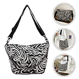 Amosfun Zebra Print Tote Bag Single-Shoulder Bag Umbrella Purse Phone Storage Shoulder Bag for Women Girls