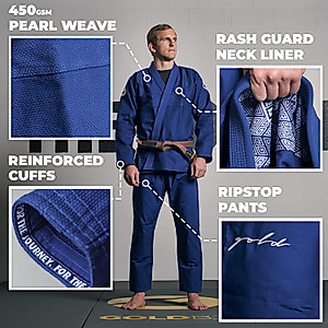 Gold BJJ Foundation Gi - Pearl Weave Jiu Jitsu Gi for Men and Women - IBJJF Competition Legal BJJ Gi (Grey, A0)