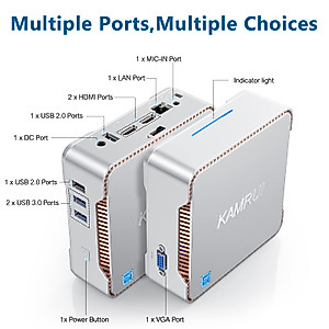 KAMRUI Mini PC Windows 11 Pro, 8GB DDR4 128GB SSD Celeron J4125 Mini Desktop Computer, Support 2.5-inch SSD, 2.4G+5.0G WiFi, 4K HDMI x2, Gigabit Ethernet, BT 4.2, Support Windows 10 Pro Micro PC