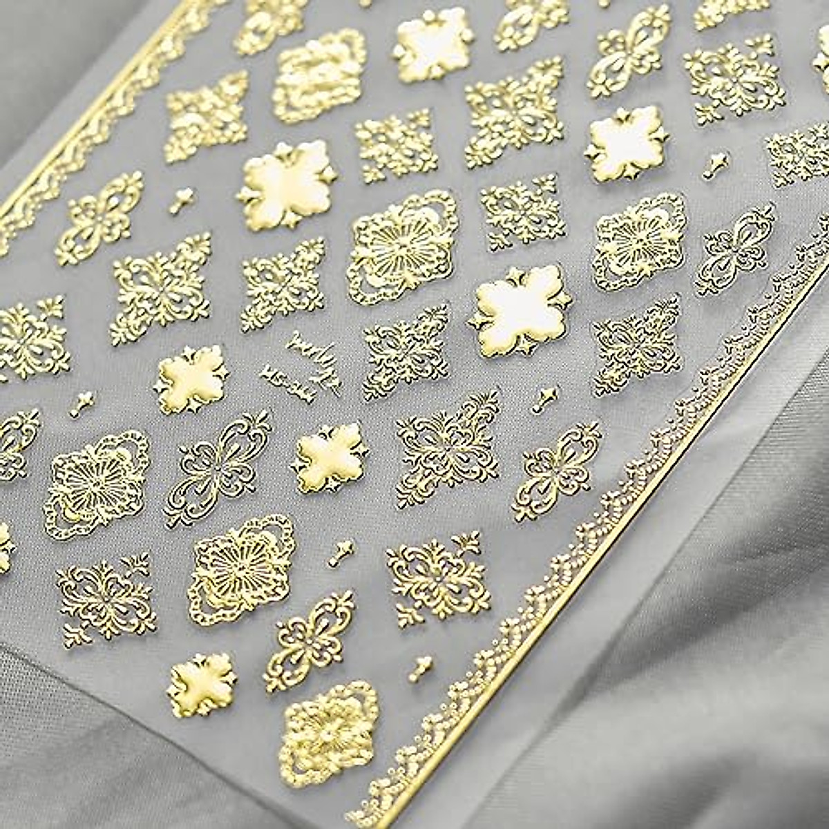 4Sheets 5D Gold Nail Art Stickers Classic Totems Moon Star Butterfly Delicate Nail Art Decal Supplies for Women Salon DIY Acrylic Nails Design (Gold Totems)