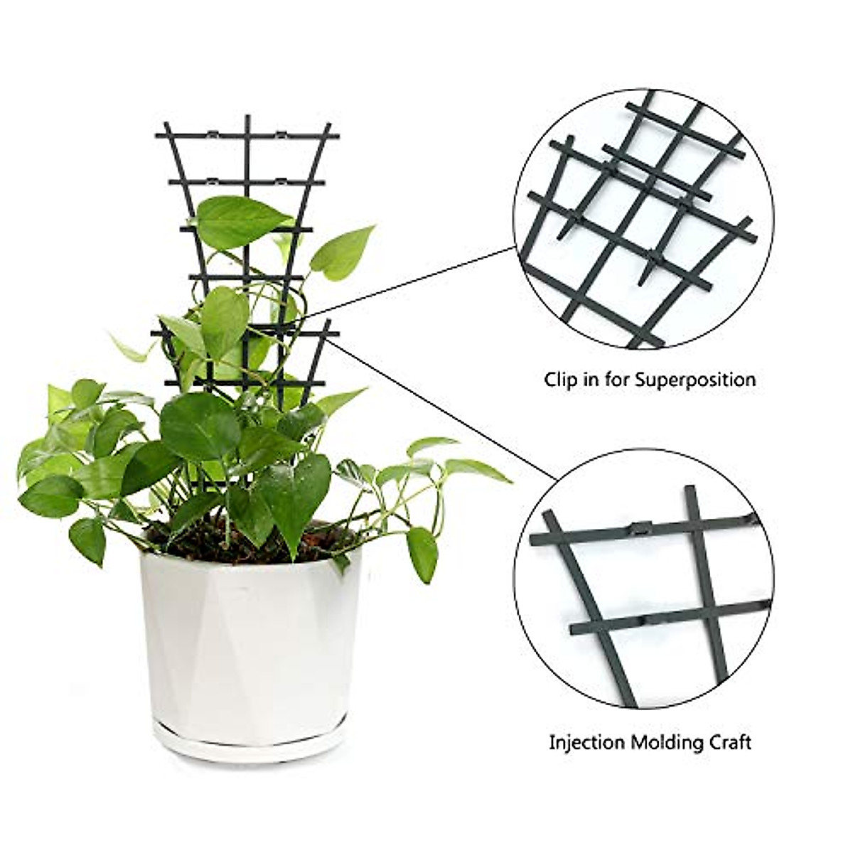 Feitore Mini Plant Trellis Garden Trellis for Climbing Plants Outdoor Plastic Superimposed Potted Plant Support Flower Supports (4 Pcs)