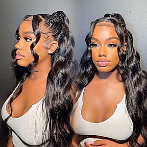 13 x 4 Lace Frontal Closure Body Wave Frontal 13 x 4 HD Transparent Lace Frontals With Bangs Baby Hair 100% Remy Human Hair 150% Density Natural Color (Natural Color, 10 Inch)