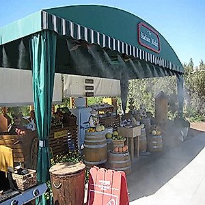 VICKERT Misting Cooling System, 33FT (10M) Misting Line + 8 Brass Mist Nozzles + a Brass Adapter(3/4") Outdoor Mister for Patio Garden Greenhouse Trampoline for waterpark