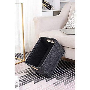 Collapsible Storage Bins Foldable Felt Fabric Storage Basket Organizer Boxes Containers with Handles Metal Handles for Nursery Toys,Kids Room,Clothes,Towels,Magazine