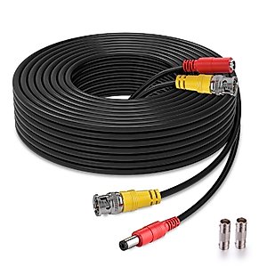 WILDHD BNC Cable 150ft All-in-One Siamese BNC Video and Power Security Camera Wire Cable, CCTV Cable with 2 Female Connectors for All Max 5MP HD CCTV DVR Surveillance System (150ft Cable,Black)