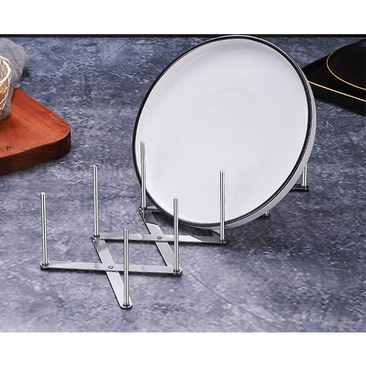 Achbeah Dish Drying Rack, Telescopic Dish Storage Rack, Dish Racks, Steamer Rack, Drying Rack Stand Storage Holder for Book Storage Wall Hanging Rack Kitchen Countertop Organizer