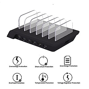 USB Charging Station Dock - 7-Port - Fast Charge Docking Station for Multiple Devices - Multi Device Charger Organizer - Compatible with Apple iPad iPhone and Android Cell Phone and Tablet