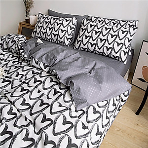 BUniq Duvet Cover Set King/Twin/Full/Queen Size, 3 Pieces (1 Duvet Cover + 2 Pillow Cases), Textured Duvet Cover with Zipper Closure, Four Corner Ties,Ultra Soft Washed Microfiber(Queen,006)