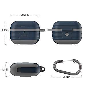 KMMIN Waterproof Case for AirPods Pro 1st & 2nd Generation, Premium Silicone Protective Case for AirPods Pro, Wireless Charging, Shockproof, Carabiner, LED Light Visible