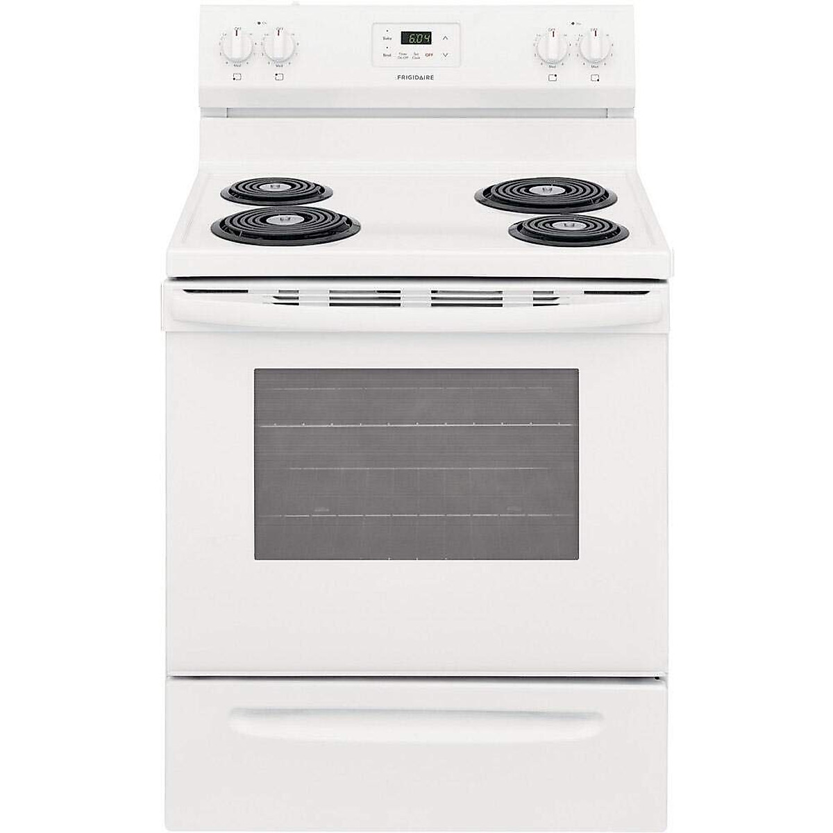 Frigidaire FCRC3012AW 30" Electric Range with 4 Coil Elements 5.3 cu. ft. Oven Capacity Store-More Storage Drawer Electronic Kitchen Timer in White