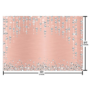 Sendy SENDY 7x5ft Rose Gold Diamonds Curtain Backdrop for Photography Birthday Party Decorations Wedding Bridal Shower