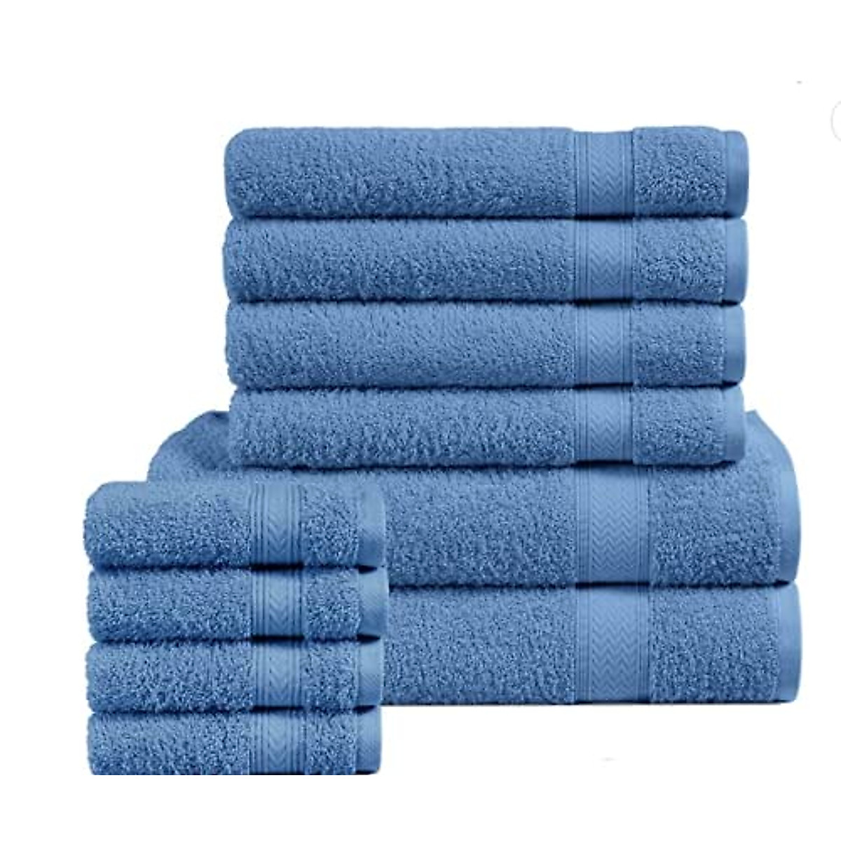 Mainstays Value 10-Piece Towel Set | 100% Light Terry Cotton (Office Blue)