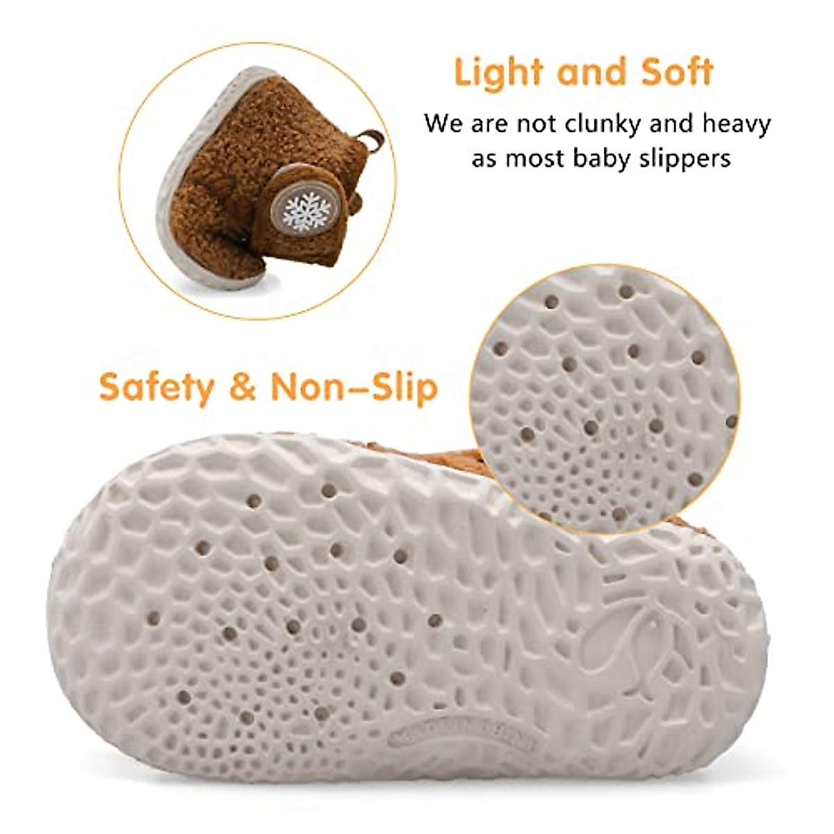 FEETCITY Infant Baby Girl Boy Booties Slippers Soft Bedroom Shoes Toddler Crib Warm Shoe First Walker Ankle Booties 12-18 Months