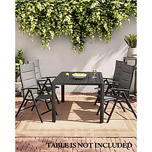 Crestlive Products Folding Patio Chairs Set of 4, Aluminium Outdoor Folding Chairs with Soft Cotton-Padded Seat,Adjustable High Backrest for Camping, Garden, Backyard