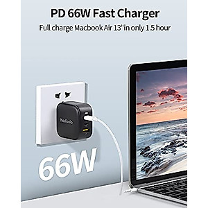 USB C Charger, Hadisala 66W 3-Port GaN Fast USB C Wall Charger, Foldable USB C PD3.0 Power Adapter, Portable Travel Charger Block for iPhone 13 Pro Max Mini/MacBook Pro/iPad, Galaxy, Pixel and More