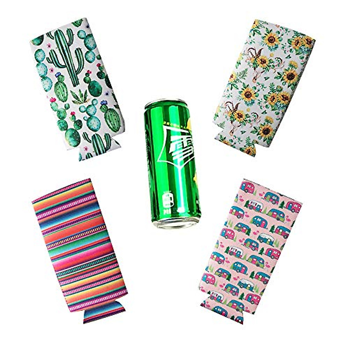 HaiMay 10 Pieces Slim Beer Can Sleeves /Cooler Covers Fit for 12oz Slim Energy Drink Beer Cans, Fashion Styles