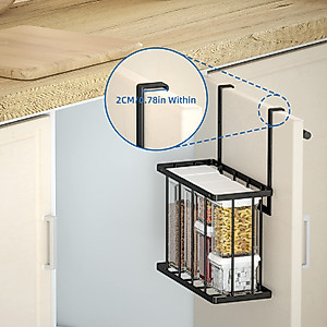 iNUREYE 2 Pack Cabinet Door Organizer, Kitchen Wall Mount Storage Basket, Cutting Board Organizer with Towel Bar, Over The Cabinet Door Organizer with Towel Rack Black