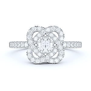 PRSTANI 14k White Gold Genuine Moissanite Love Joining Interlocking Hearts Ring Promise Ring (8)