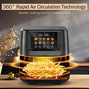 SEEDEEM Max XL Air Fryer, 8 Quart, 10-in-1 Hot Air Fryer Oven with Color LCD Display Touchscreen, Air Fryer Toaster Oven Combo with ClearCook Cooking Window,Broil, Roast, Dehydrate, Bake, Black