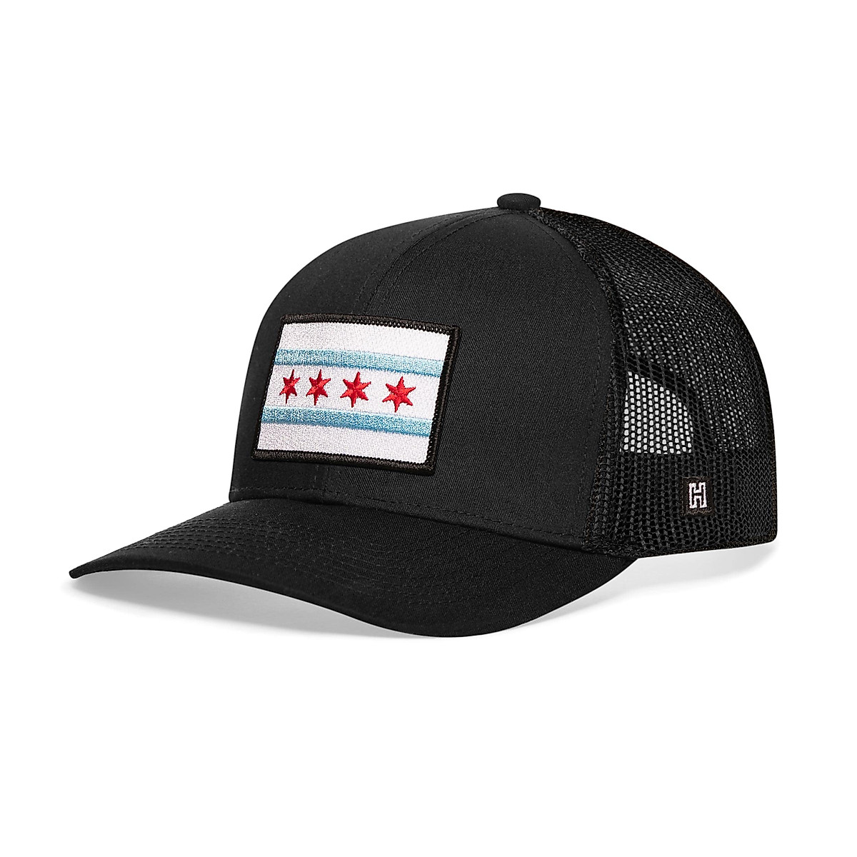 HAKA Chicago Flag Hat – Chicago Trucker Hat for Men & Women, Adjustable Baseball Cap, Mesh Snapback, Outdoor Golf Hat - Black