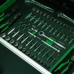 SK 3/8" Drive Socket Set with 160-P Ratchet, 56-Piece, SAE & Metric, SuperKrome Finish, Preminum CR-V Construction, with EVA Foam Tool Organizer