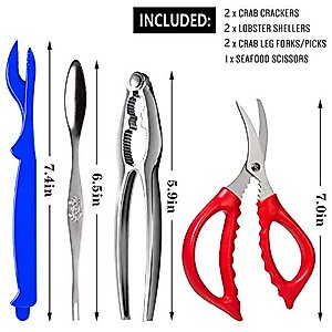 Crab and Lobster Tools - Crab Leg Crackers and Picks Set, Picks Knife for Crab, Shellfish Scissors Nut Cracker, Stainless Steel Seafood Utensils Crackers & Forks Cracker
