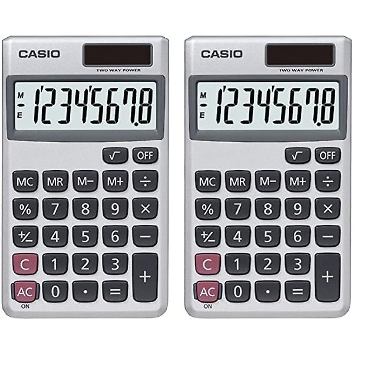 Casio SL-300SV Solar Powered Standard Function Calculator (Pack of 2)