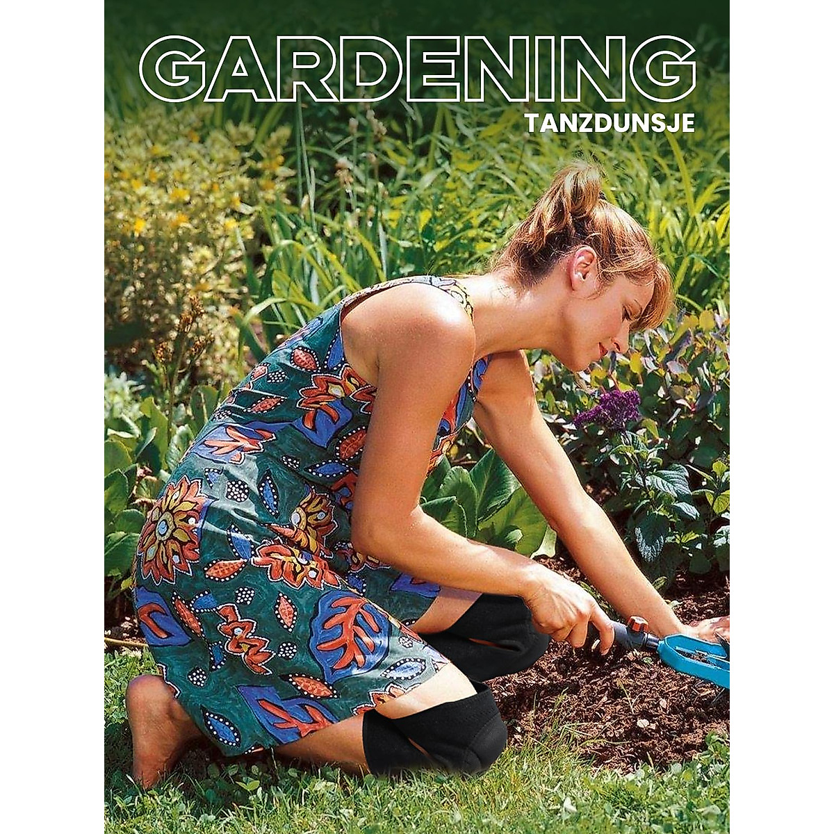 tanzdunsje Knee Pads Men/Women for Gardening 20mm EVA Foam,Adult knee pads for Cleaning Construction Work Volleyball, Football Dance, Adjustable Straps Non-Slip Straps (Black)