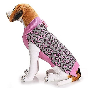 Christmas Outfit for Dogs Female Pet Winter Sweater Clothes Pink Dog Cute Bowknot Puppy Puppy Leopard Pet Clothes
