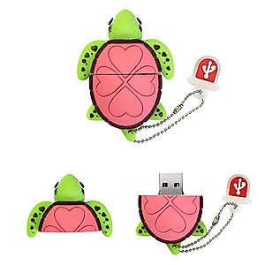 LEIZHAN Cute Flash Drive 32GB Turtle Thumb Drive USB 2.0 Cartoon Animal Jump Drive Tortoise Shape Computer USB Memory Stick Pendrive Gift for Kids, Teacher, Friends, Pink