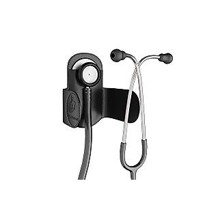 Stethoscope Holder Hip Clip with Upgraded Secure Magnetic Closure and Bell Pocket – Hygienic Stethoscope Clip Designed to Hold All Brands & Styles – Includes Replacement Stethoscope Ear Tips (Black)