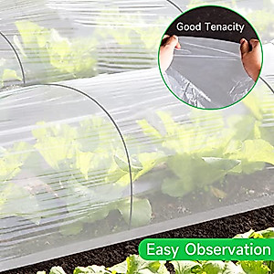 Hoop House Tunnel Grow Greenhouse 2 Pack,Portable Small Gardening Green House,Adjustable Length Planting Tunnel with Metal Hoops,Clear Thickened Stretchy Plastic Cover,Easy Observe(10.2x1.65x1.3 FT)