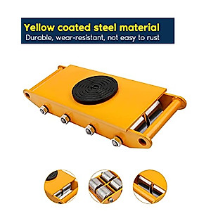 Cuilvu 26400lbs Machinery Moving Skate 12T Machinery Skate Dolly Machinery Mover Skate with 360° Rotation Cap & 8 Steel Rollers Dolly Machinery Skate for Industrial Moving Equipment, Yellow