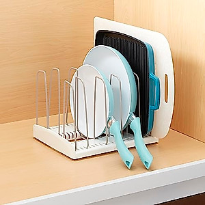 YouCopia StoreMore Cookware Rack Adjustable Pan Organizer, White
